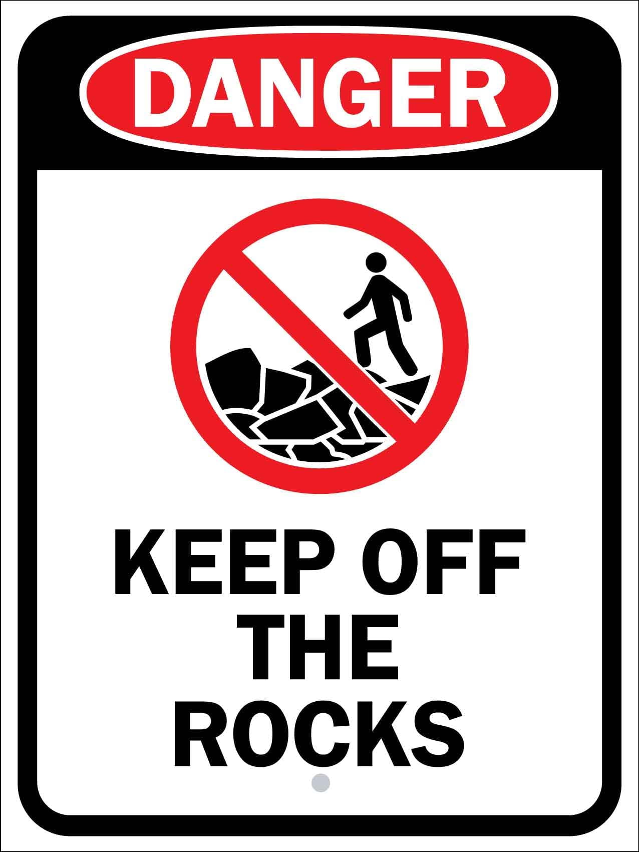 Danger Keep Off The Rocks Sign Metal Aluminum Sign 8x12 Inches Caution ...