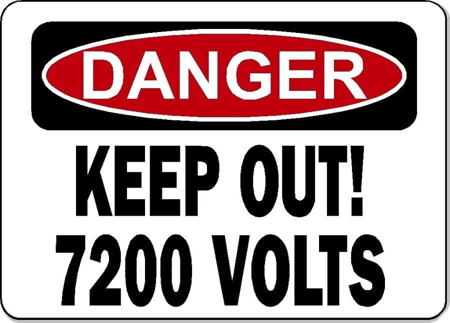Danger Keep Out 700 Volts Safety Sign Decal Metal Sign Size: 16 x 12 ...