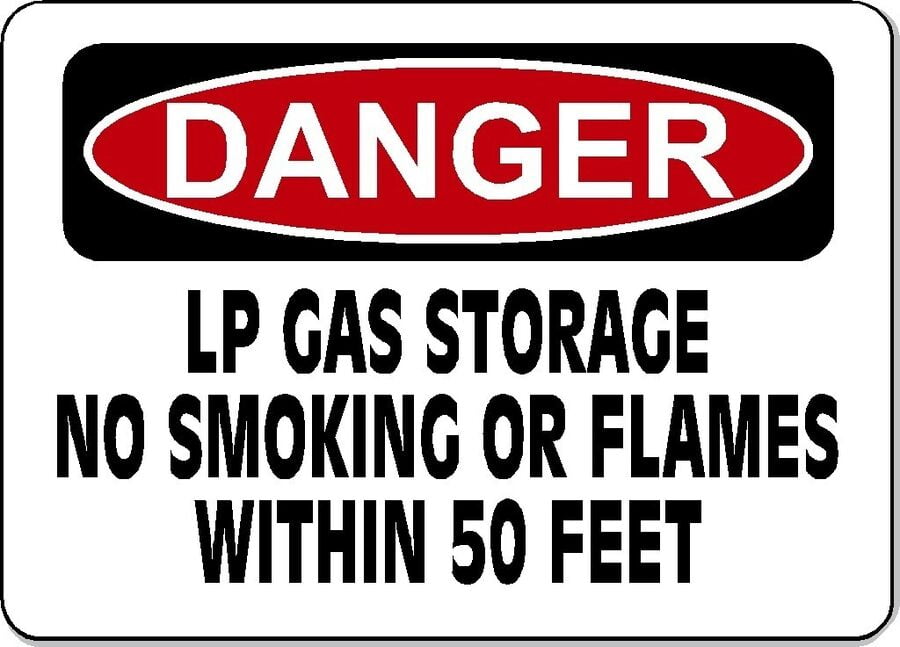 Danger LP Gas Storage No Smoking or Flames 50 Ft Safety Sign Decal ...