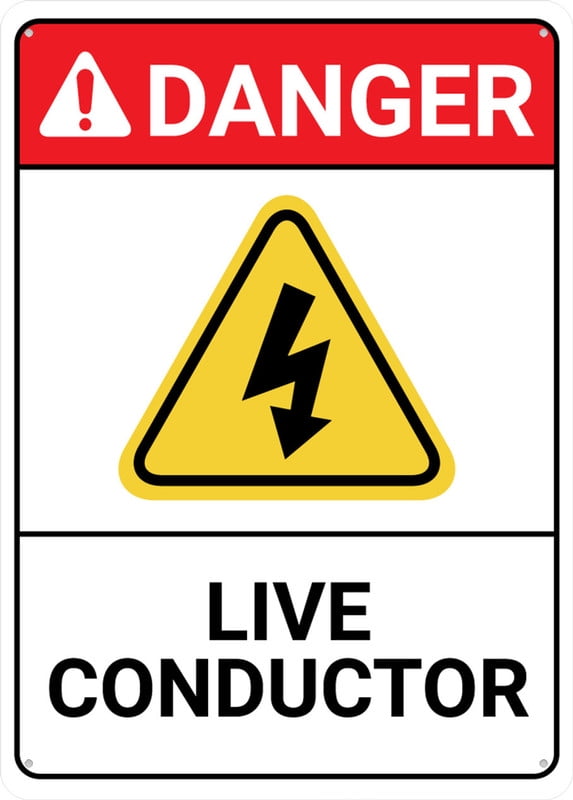 Danger Live Conductor With Graphic Sign Outdoor Metal Sign - 12 X 8 ...