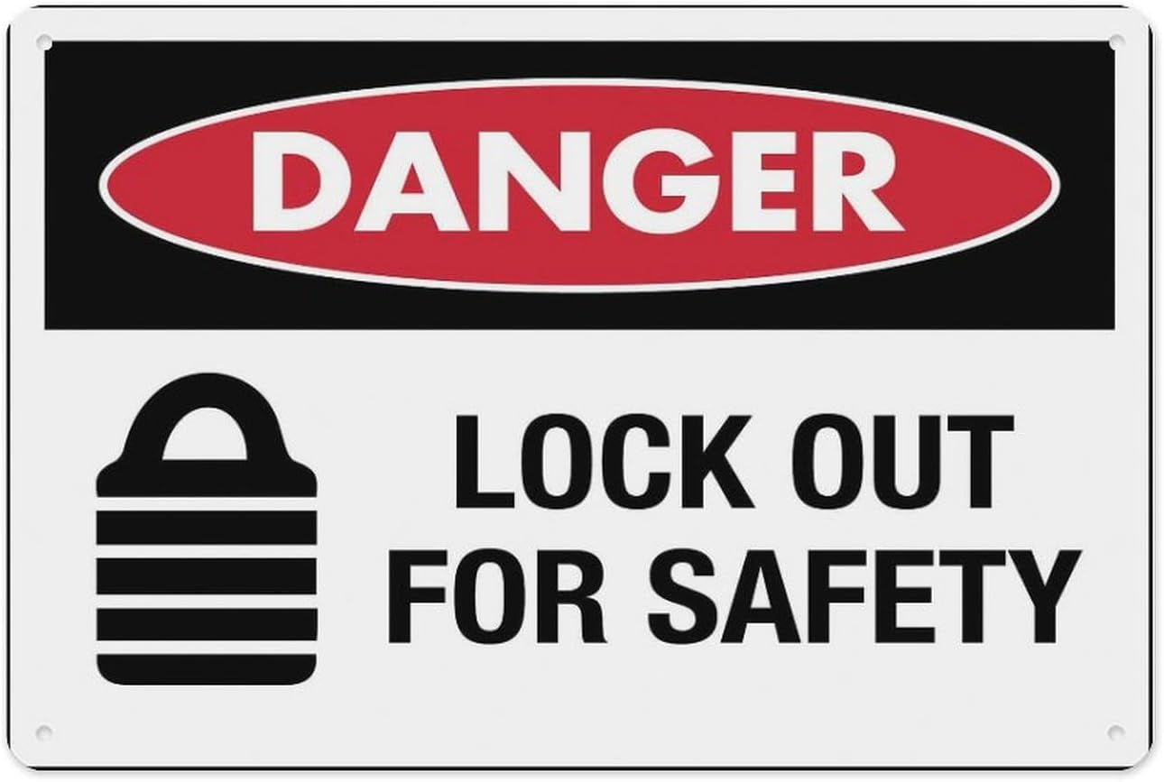 Danger Lock Out For Safety Sign 8"x12" - Aluminum Tin Warning for Home ...