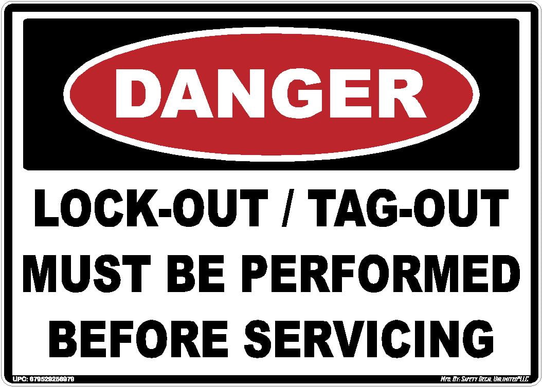 Danger Lock Out Tag Out Before Servicing Warning Sticker Decal Label ...