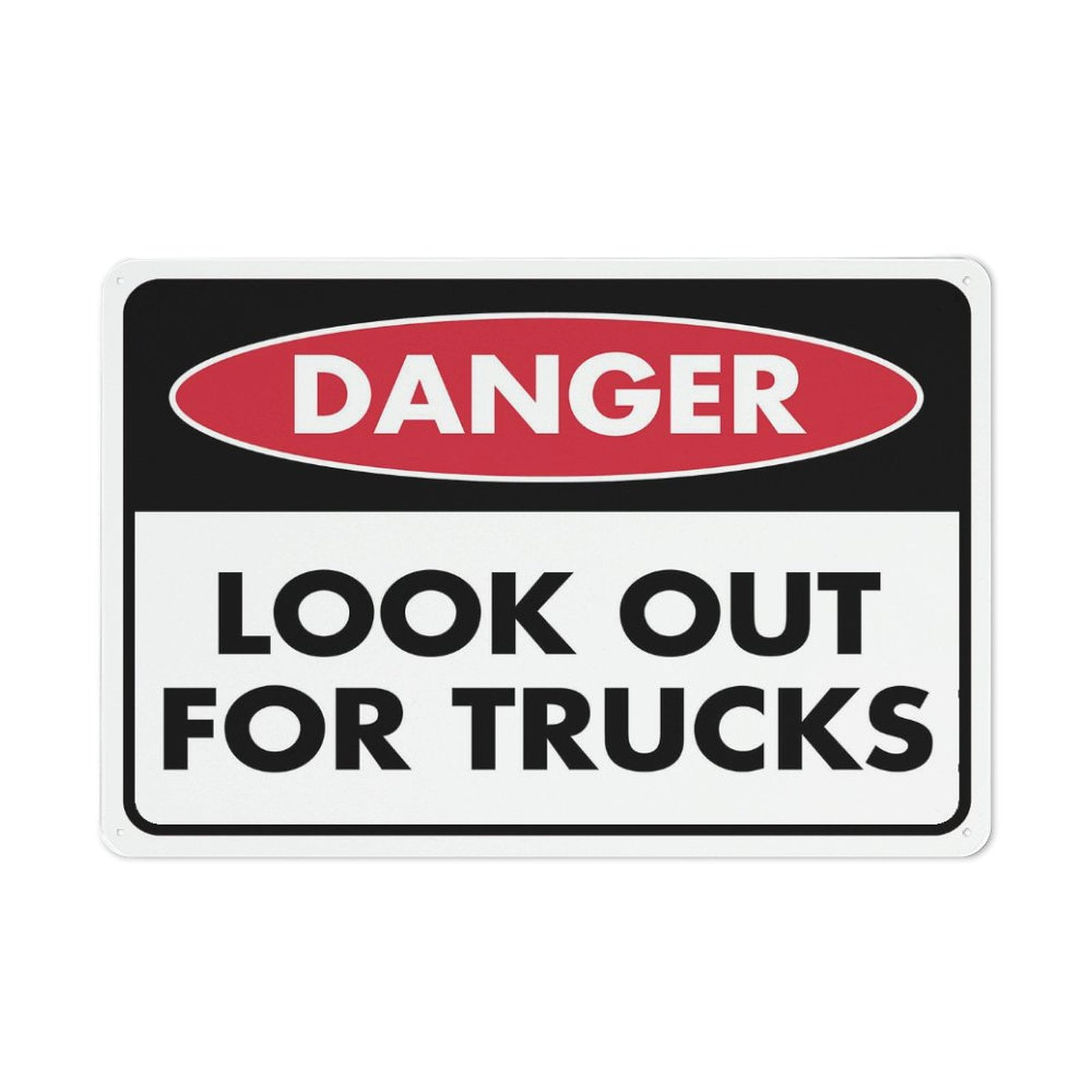 Danger Look Out For Trucks Sign Outdoor Metal Sign - 12 X 8 Metal Signs ...