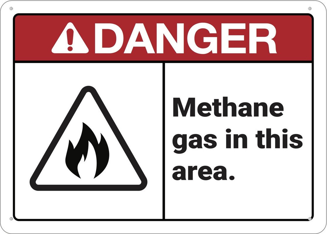 Danger Methane Gas In This Area Sign Outdoor, Uv Printed Rust Free ...