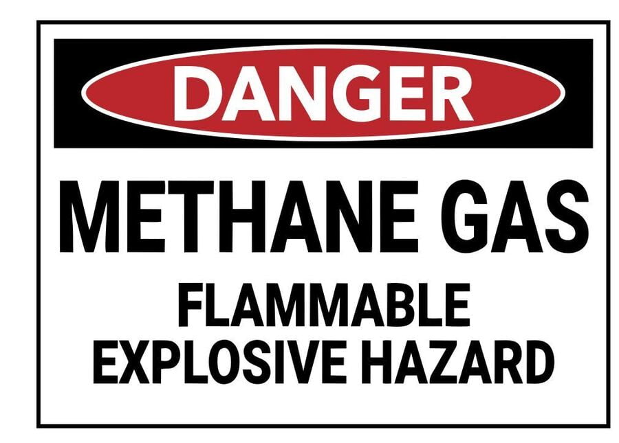 Danger Methane Gas Safety Sign Metal Wall Sign Size: 16 x 12 Inch ...