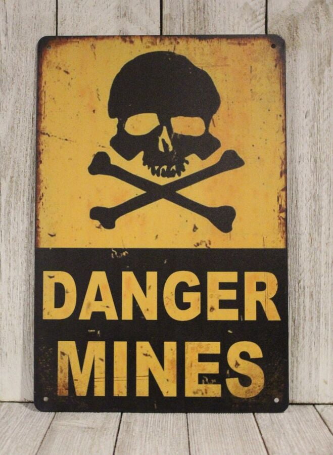 Danger Mines Aluminium Metal Sign Minefield Vintage Rustic Style Boys ...