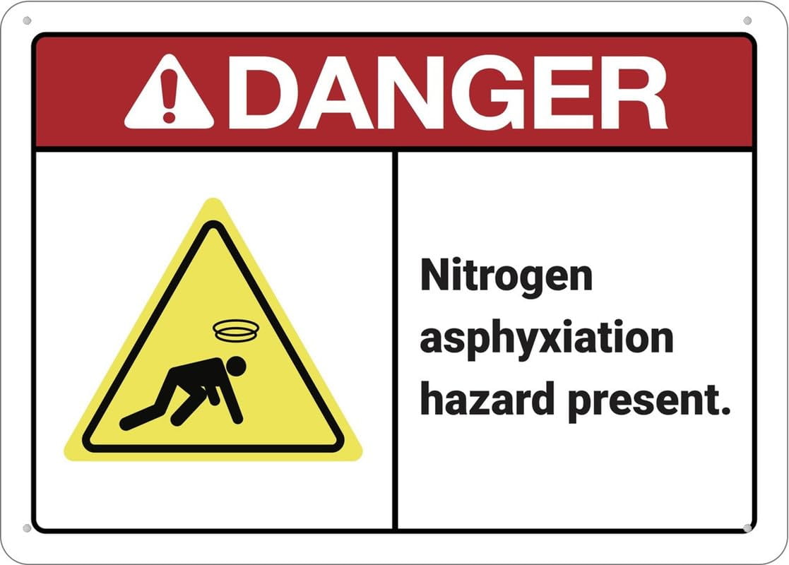 Danger Nitrogen Asphyxiation Hazard Signes Metal Signs, Weather ...