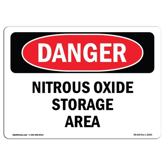 Danger Nitrous Oxide Storage Area OSHA Plastic Sign - Walmart.com