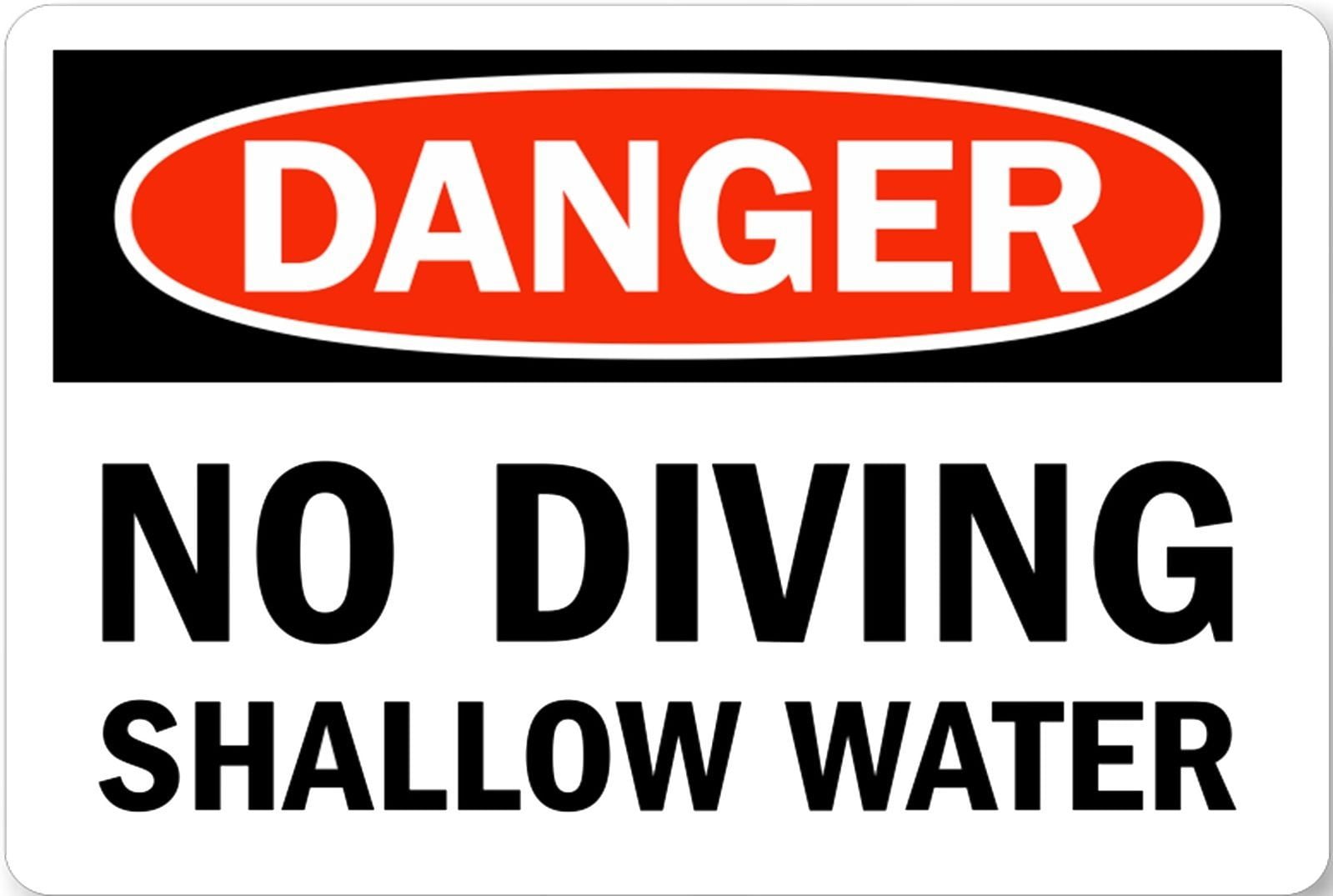 Danger No Diving in Shallow Water 12" x 8" Aluminum Metal Novelty Sign ...