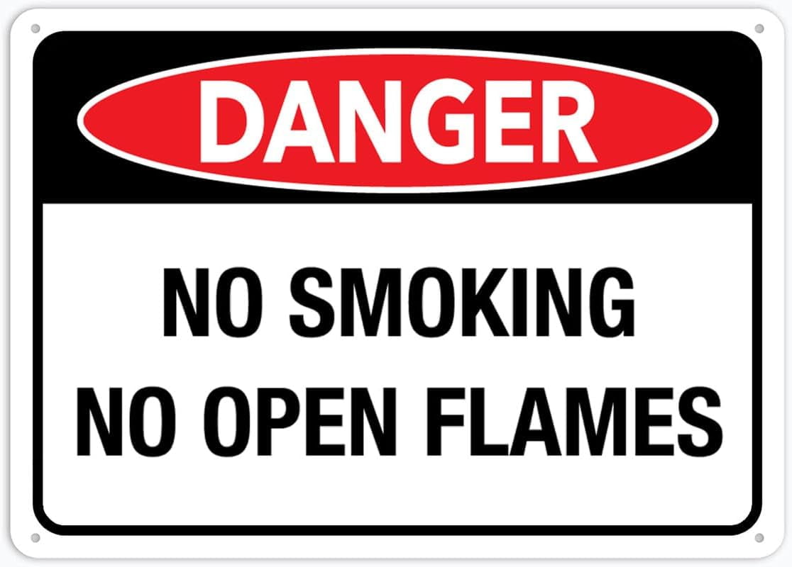 Danger No Smoking No Open Flames Wall Sign Outdoor Metal Sign - 12 X 8 ...