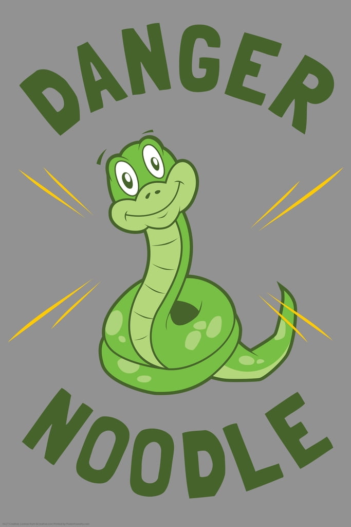 Danger Noodle Snake Funny Cartoon Illustration Parody Snake Poster ...
