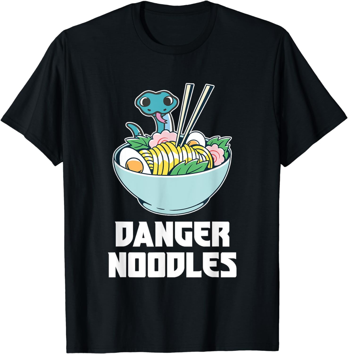 Danger Noodles, Snake Kawaii Anime Funny Ramen Soup Snakes T-Shirt ...