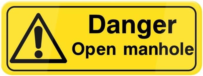 Danger Open Manhole Sign Stickers, 9X3 Inch Acrylic Plaque With ...