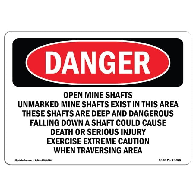 Danger Open Mine Shafts Unmarked OSHA Plastic Sign - Walmart.com