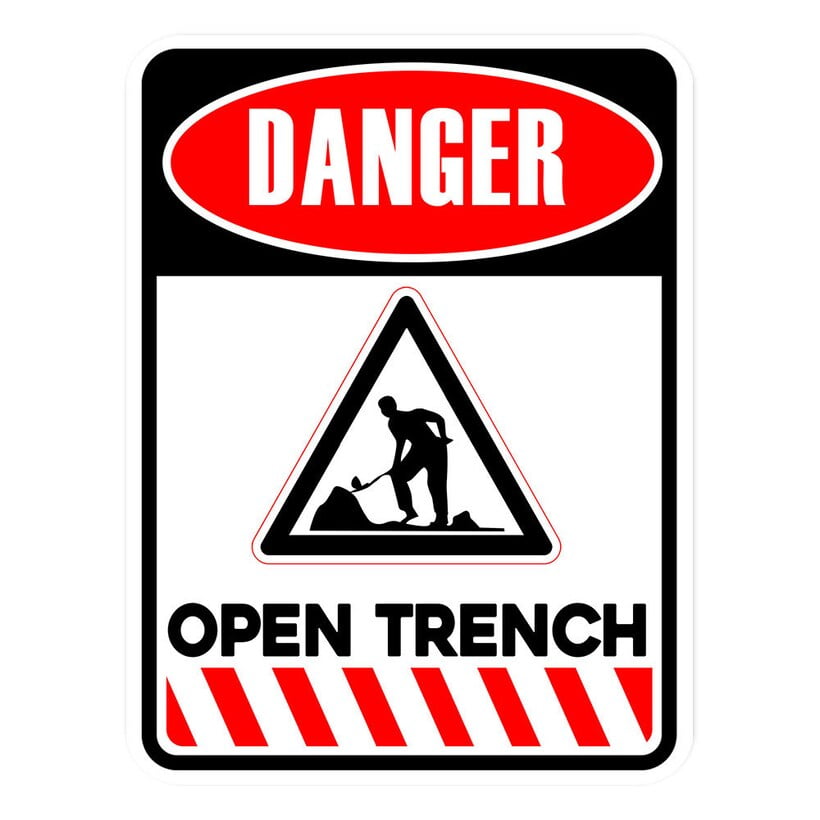 Danger Open Trench Wall or Door Sign Health And Safety Signage SIZE: 12 ...