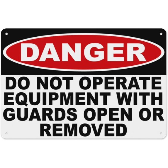 Danger Do Not Operate Equipment with Guards Open Or Removed Decal Multi ...