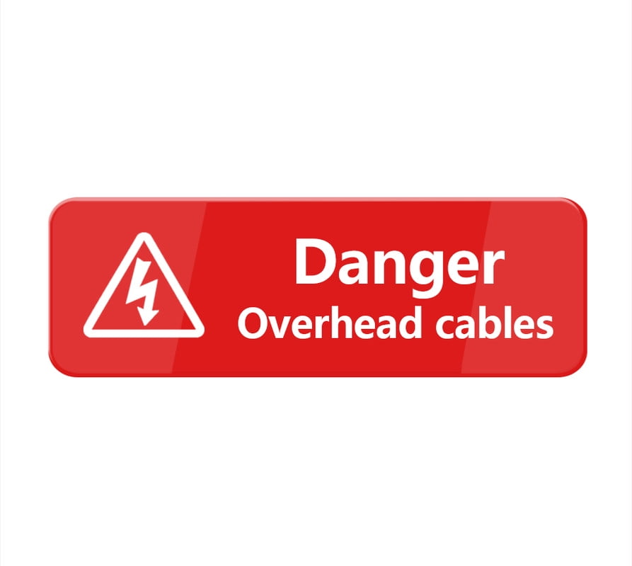 Danger Overhead Cables Sign, 10 X 3 Inch Acrylic Plastic Sign With ...