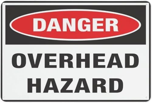 Danger Overhead Hazard Safe Sign, Signs Outdoor, 12 X 8 in, Sign for ...