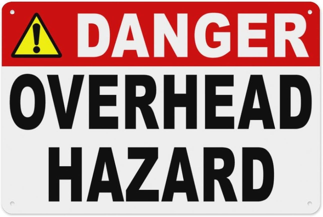 Danger Overhead Hazard Sign 8"x12" - Aluminum Tin Warning for Home ...