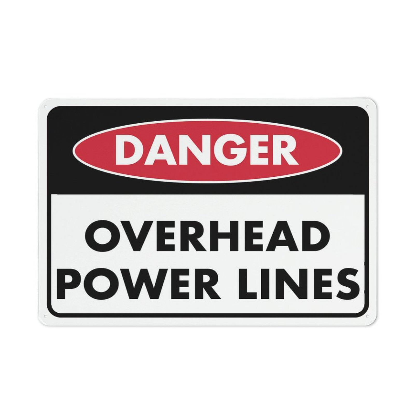 Danger Overhead Power Lines Sign 8X12 Inch Rust Free Aluminum Easy To ...