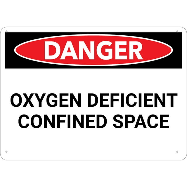 Danger Oxygen Deficient Confined Space Sign 12X8 Inches Metal Aluminum ...