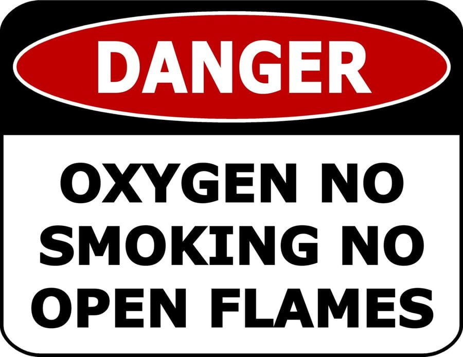 "Danger Oxygen No Smoking No Open Flames" Safety Warehouse Office Metal ...