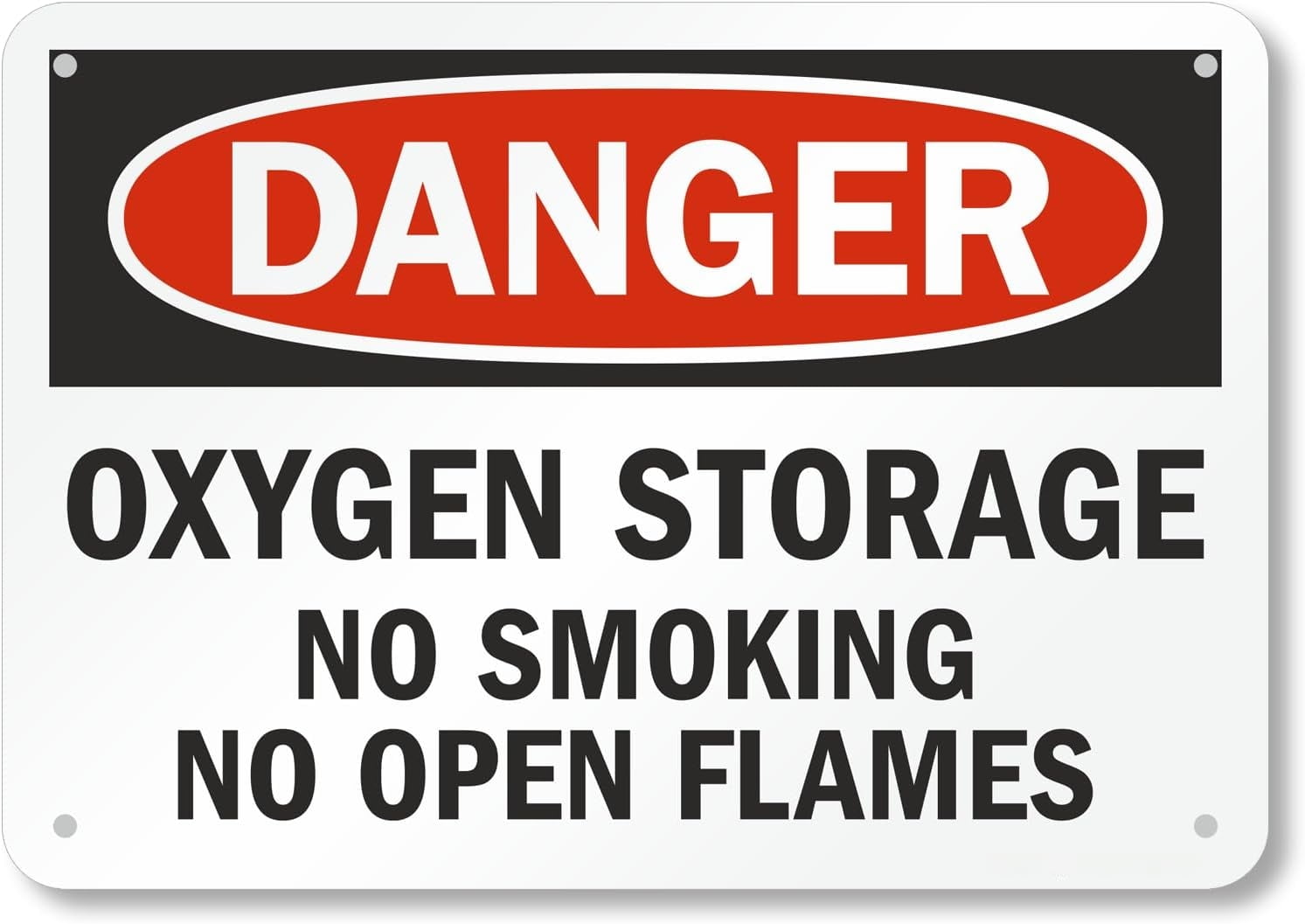 Danger - Oxygen Storage, No Smoking, Open Flames Sign By | 12" x 8" Tin ...