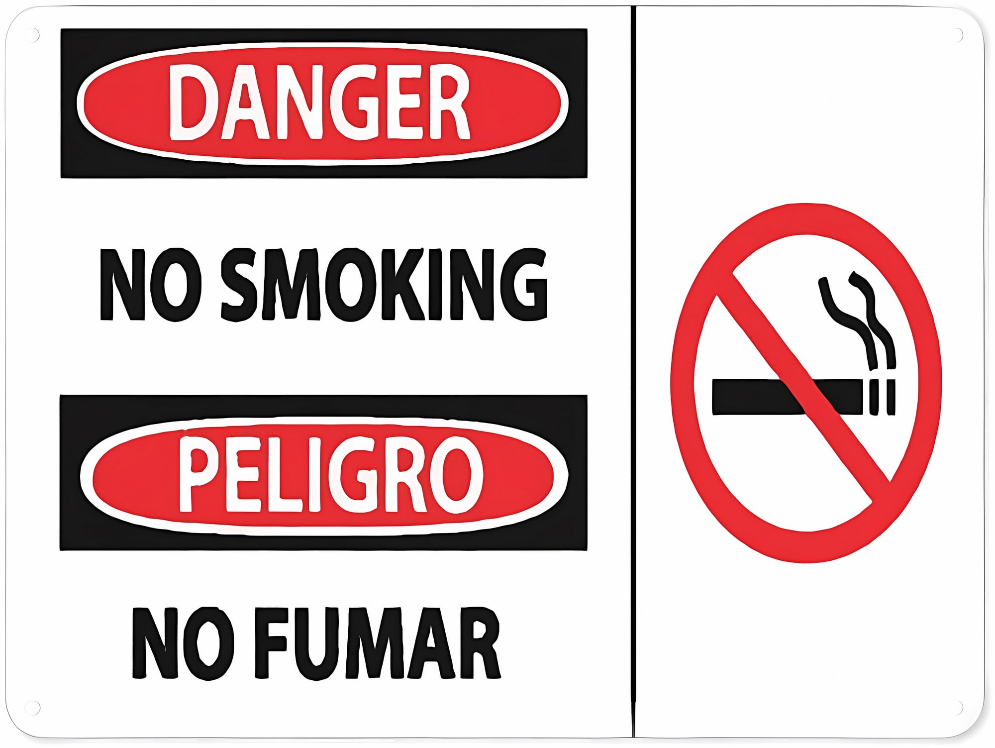 Danger PELIGRO - No Smoking Safety Sign - 8"x12" Aluminum Danger Tin ...