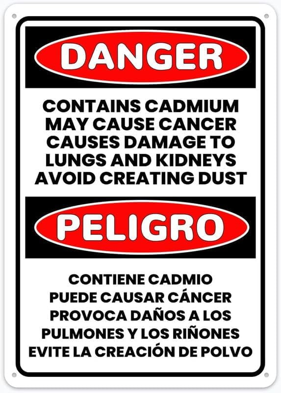 Danger Peligro Contains Cadmium May Cause Cancer Avoid Creating Dust ...