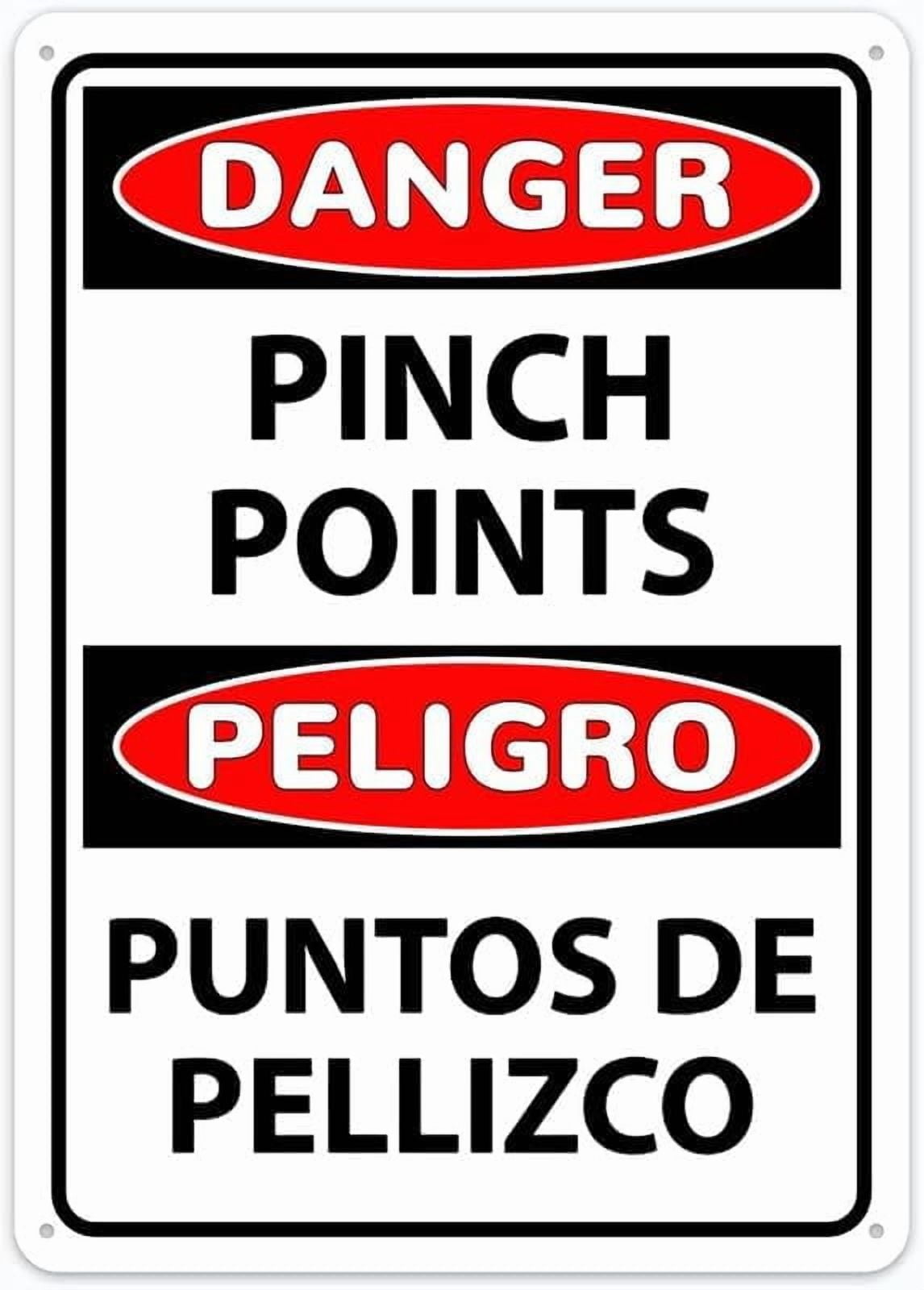 Danger Pinch Points Bilingual Tin Sign For Bathroom Cave Home Wall Club ...