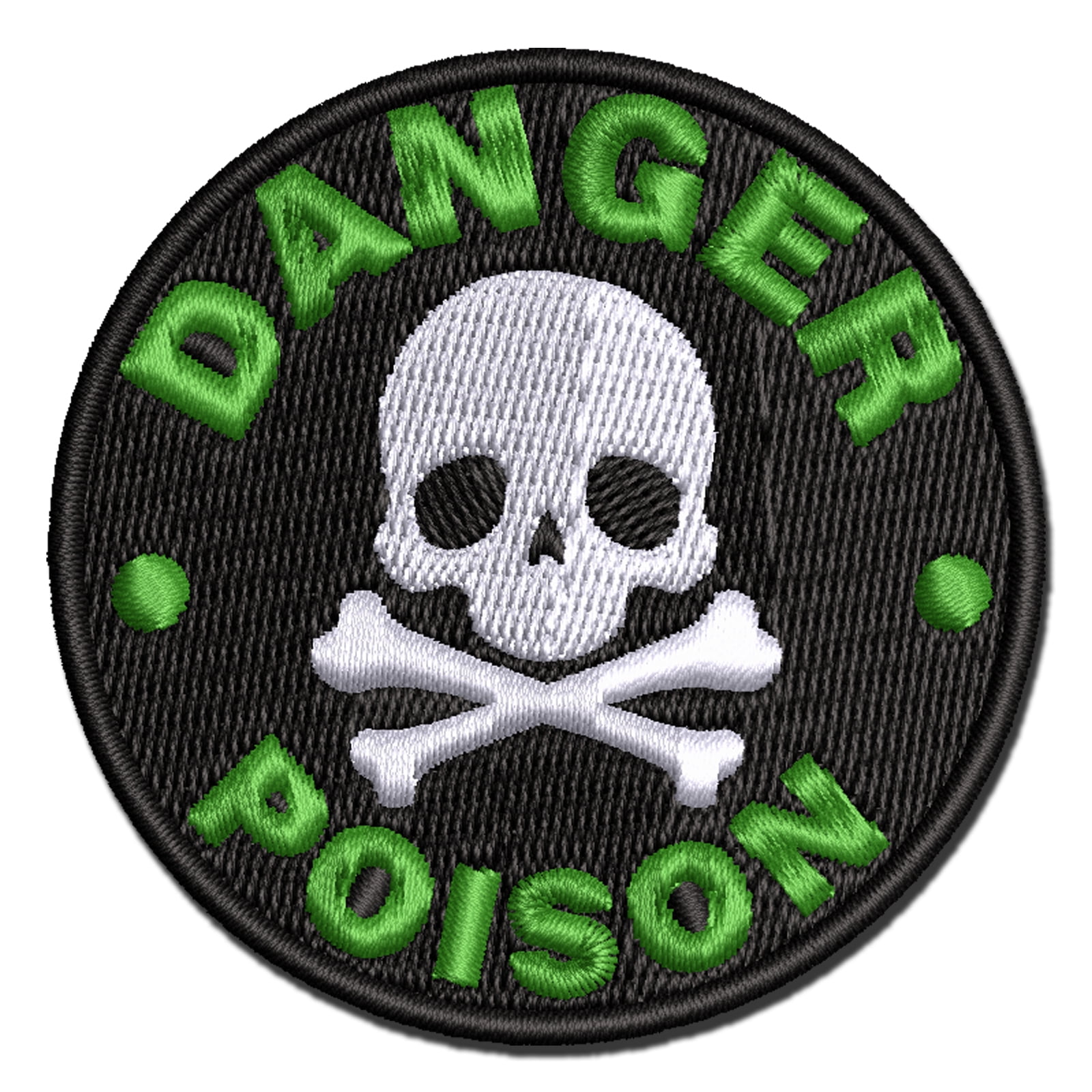 Danger Poison Skull and Cross Bones Applique Multi-Color Embroidered ...