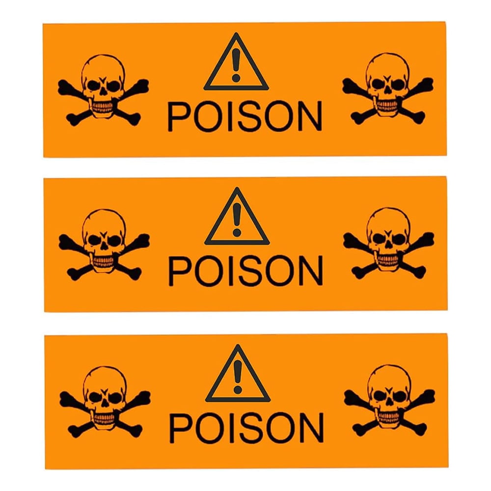 Danger Poison Stickers Labels,0.5x1.5 Inches Fluorescent Orange with ...