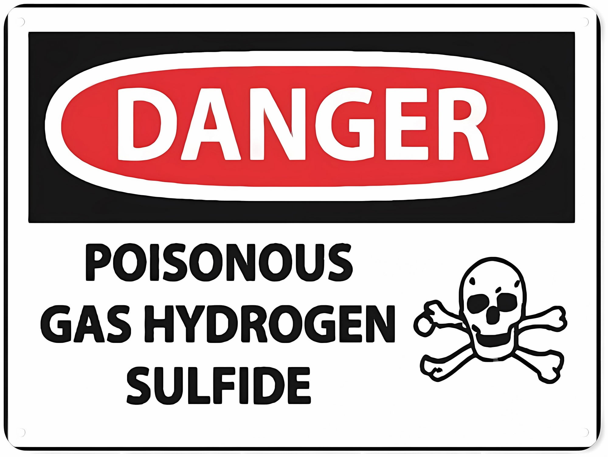 Danger Poisonous Gas Hydrogen Sulfide Safety Sign - 8"x12" Aluminum ...