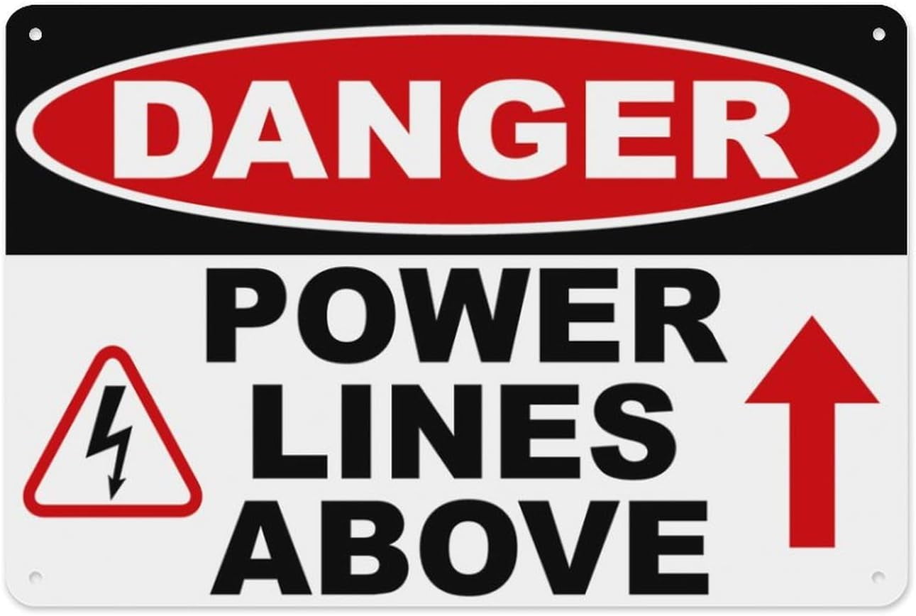 Danger Power Lines Above Decal Multi Sign 8"x12" - Aluminum Tin Warning ...
