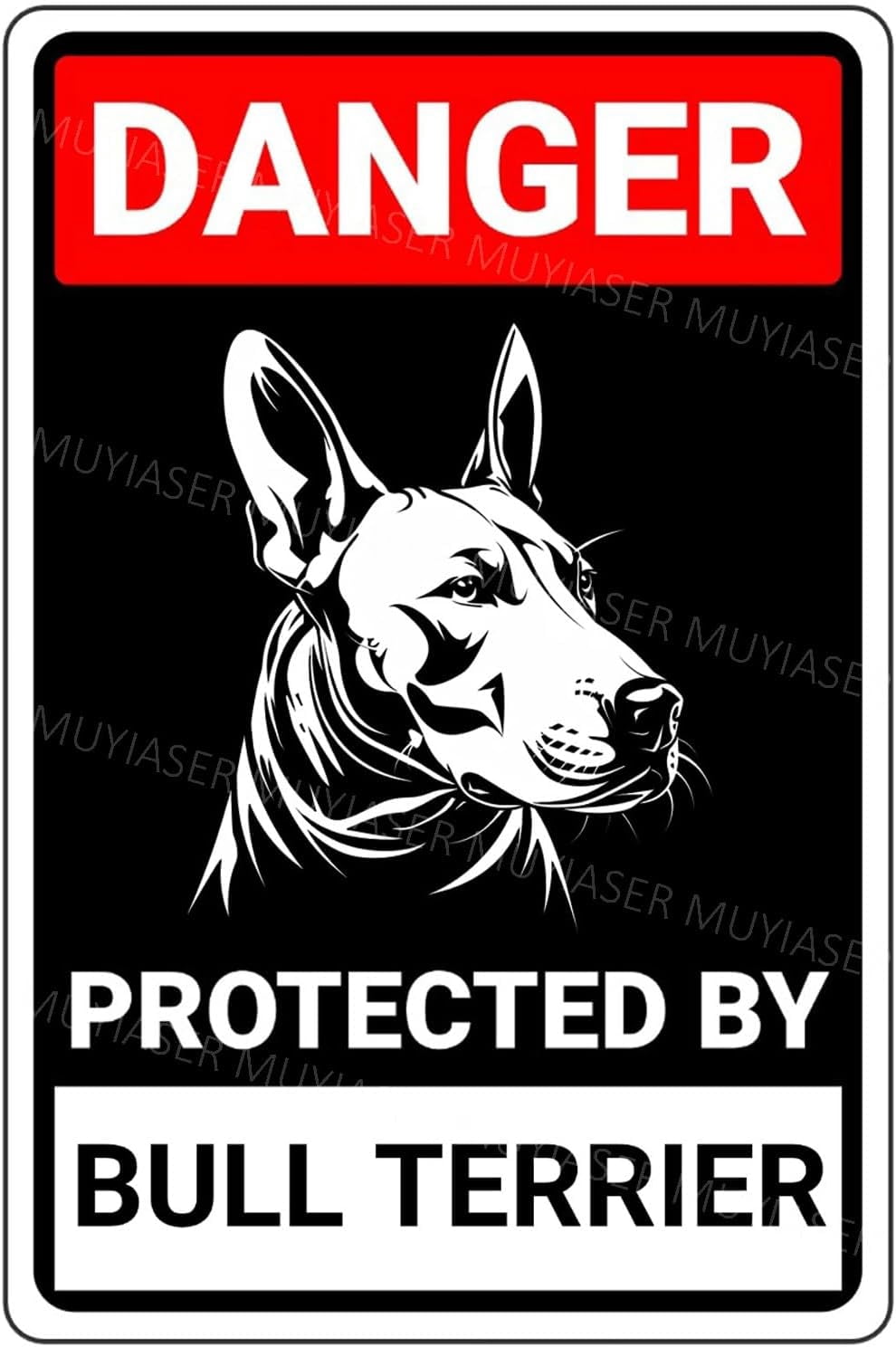 Danger Protected By Bull Terrier Beware Of Dog Sign Aluminum Metal Tin ...