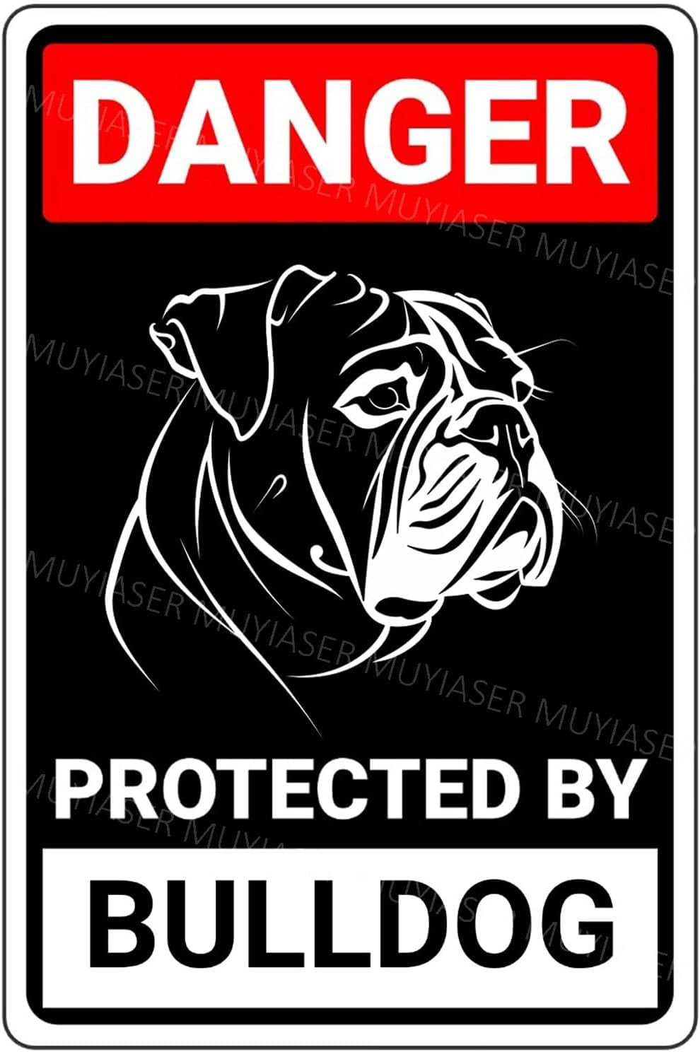 Danger Protected By Bulldog Beware Of Dog Sign Aluminum Metal Tin Signs ...