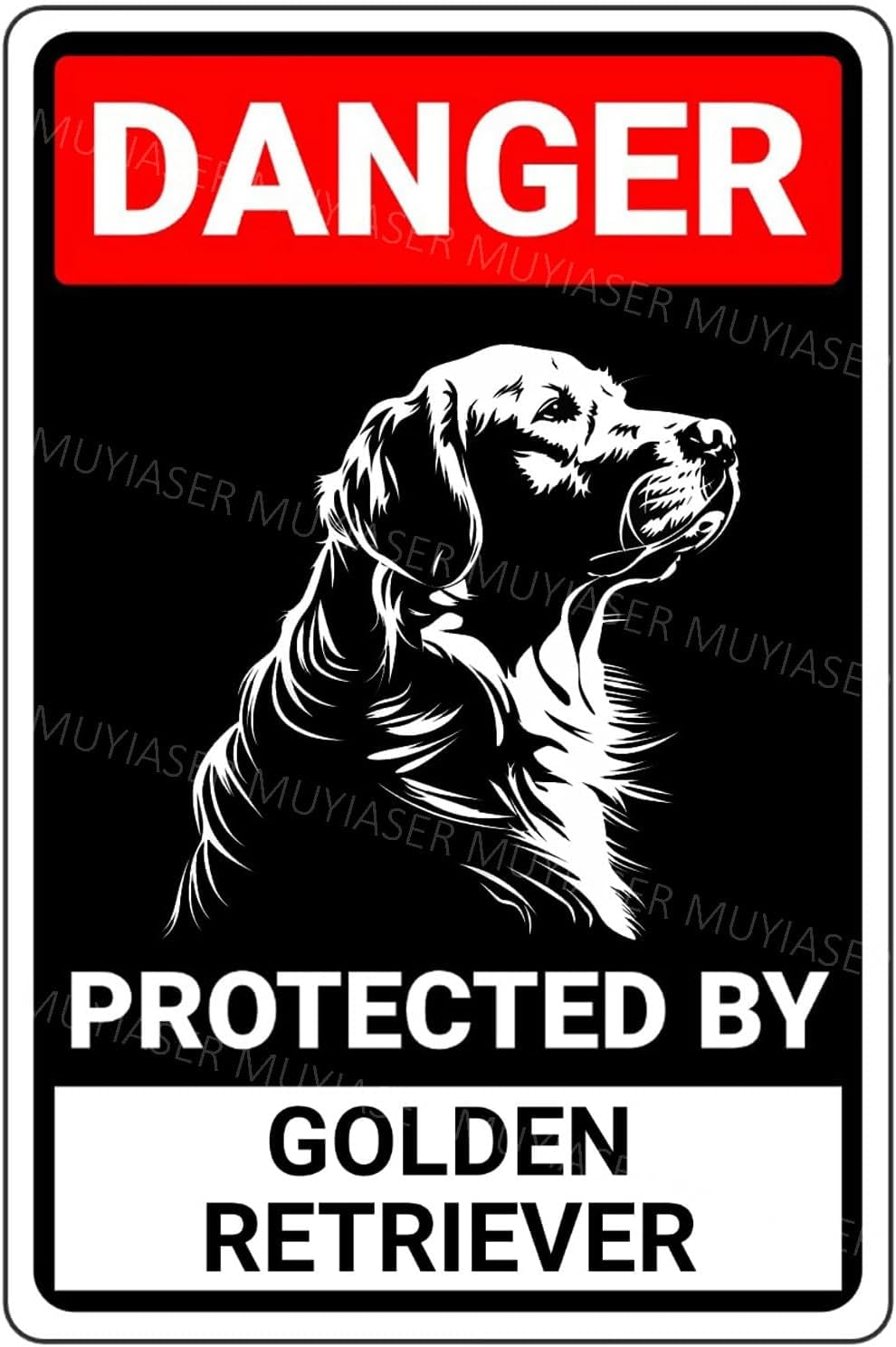 Danger Protected By Golden Retriever Beware Of Dog Sign Metal Tin Signs ...