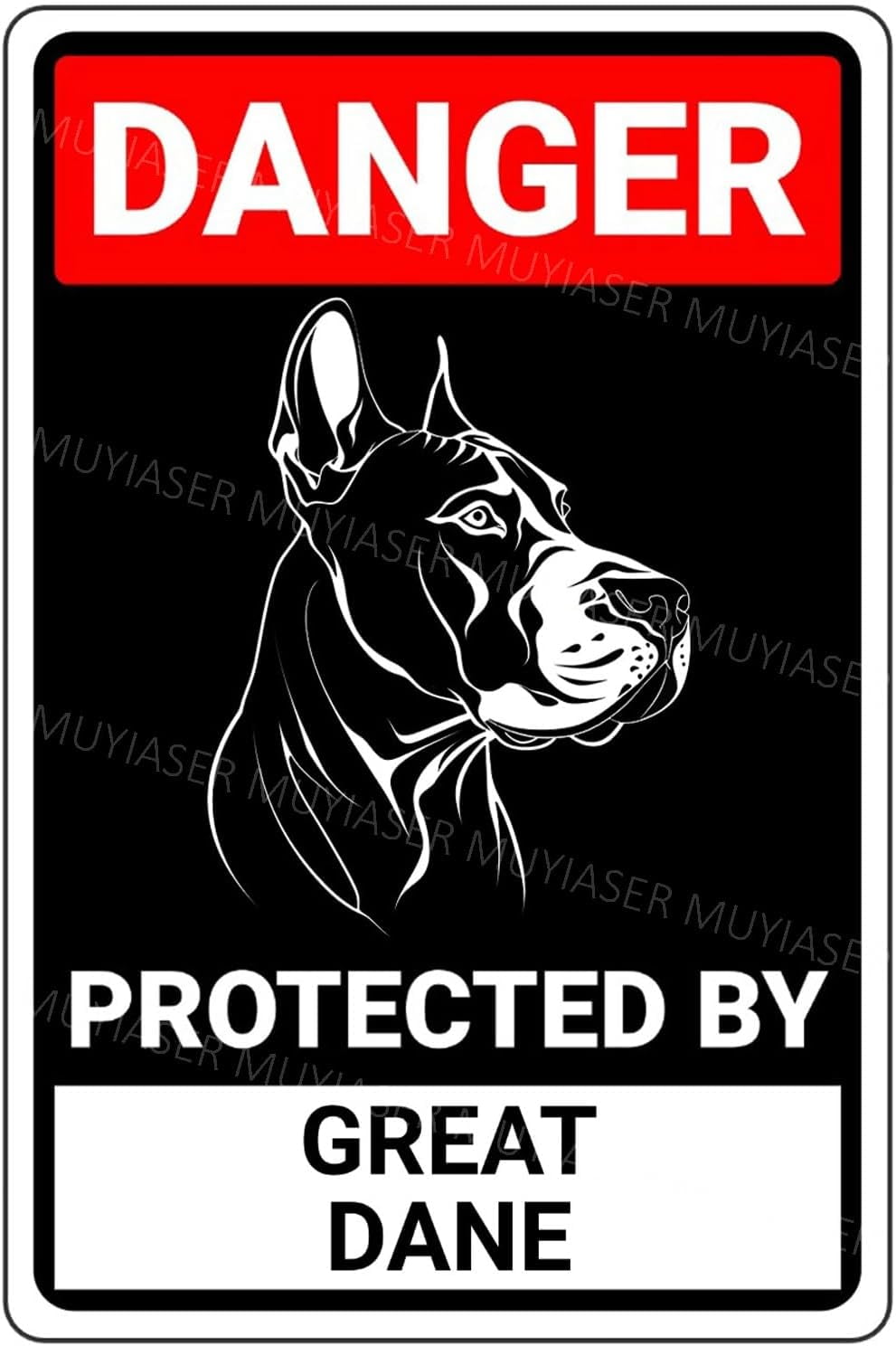 Danger Protected By Great Dane Beware Of Dog Sign Aluminum Metal Tin ...