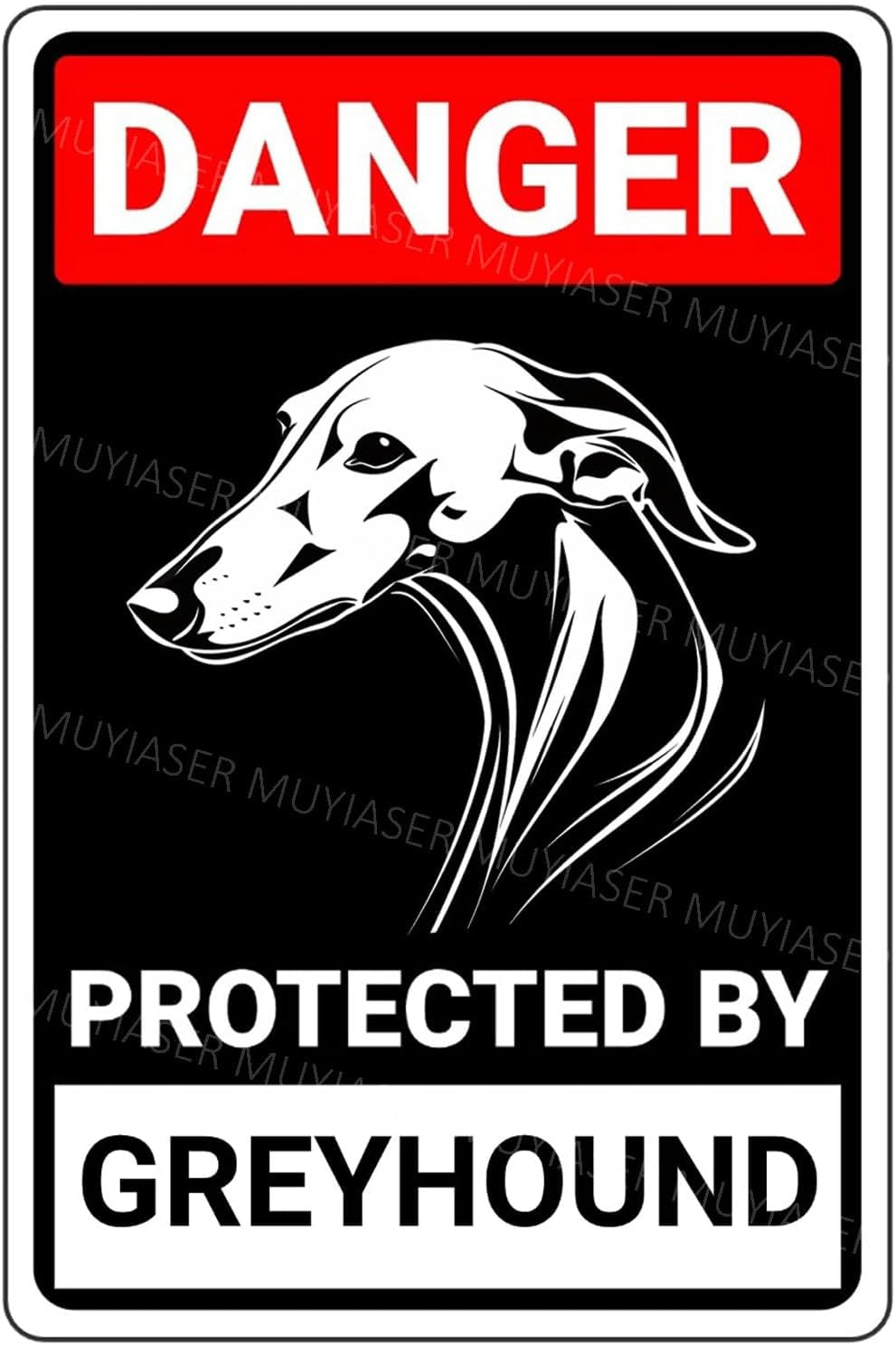 Danger Protected By Greyhound Beware Of Dog Sign Aluminum Metal Tin ...