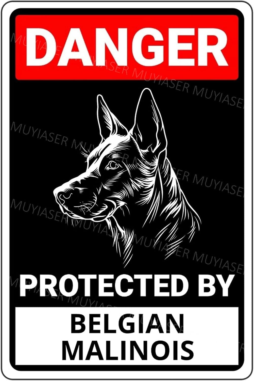 Danger Protected By Malinois Beware Of Dog Sign Aluminum Metal Tin ...