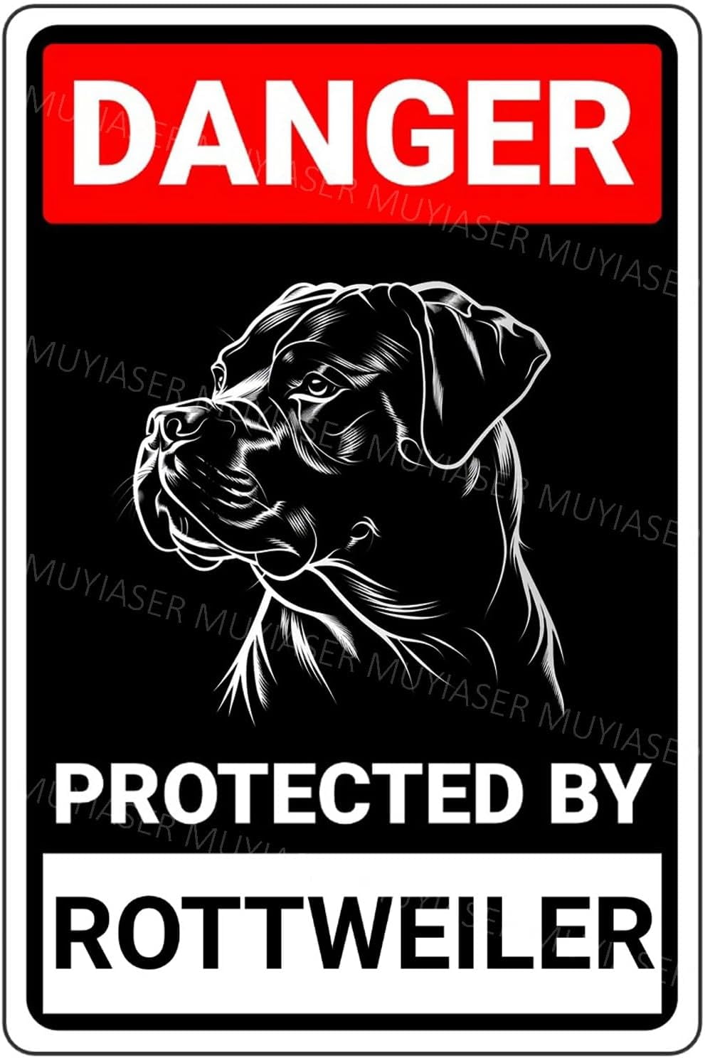 Danger Protected By Rottweiler Beware Of Dog Sign Aluminum Metal Tin ...