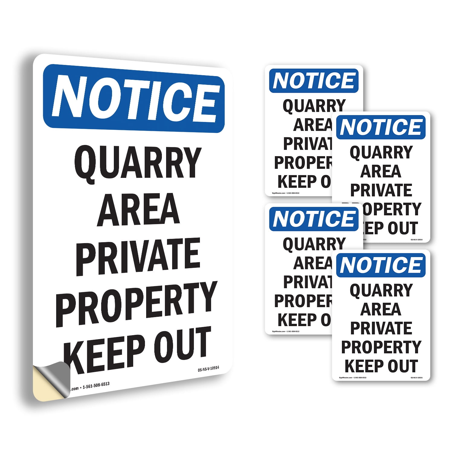 Danger Quarry Area Private Property OSHA Notice Vinyl Decal Label 10 ...