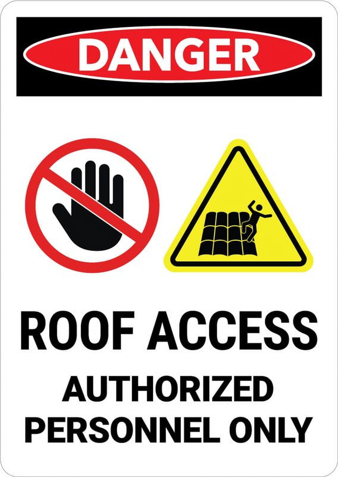 Danger Roof Access Authorized Personnel Only With Icons Retro Aluminum ...