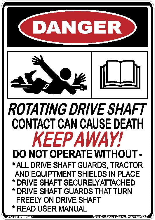 Danger Rotating Drive Shaft Warning Black Red White Rectangle ANSI ...