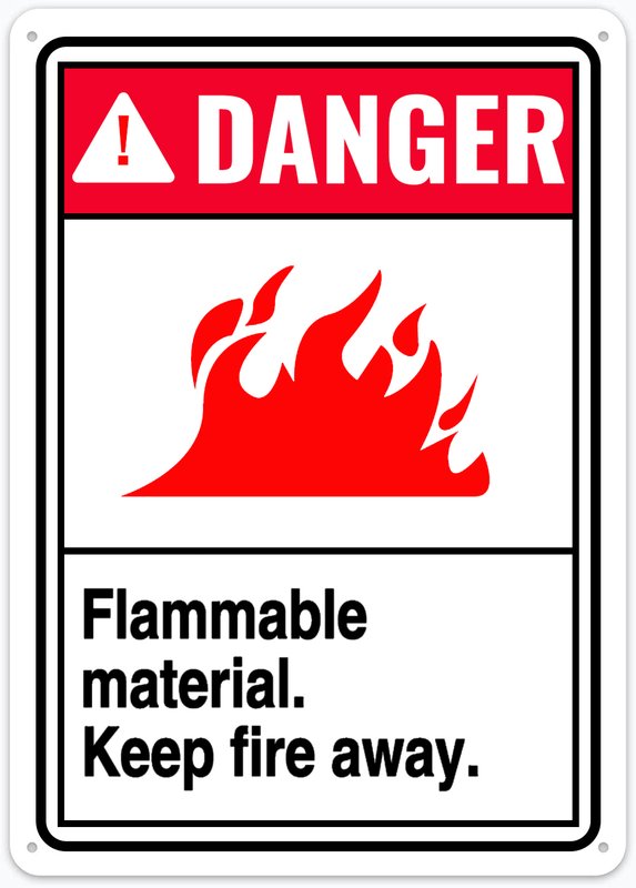 Danger Safety Label Flammable Material Keep Fire Away Retro Metal Tin ...