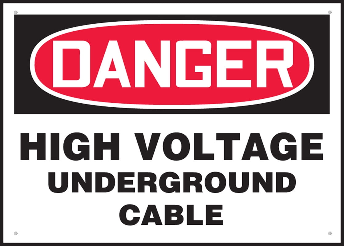 Danger Safety Label High Voltage Underground Cable Metal 12X8 Inch Rust ...