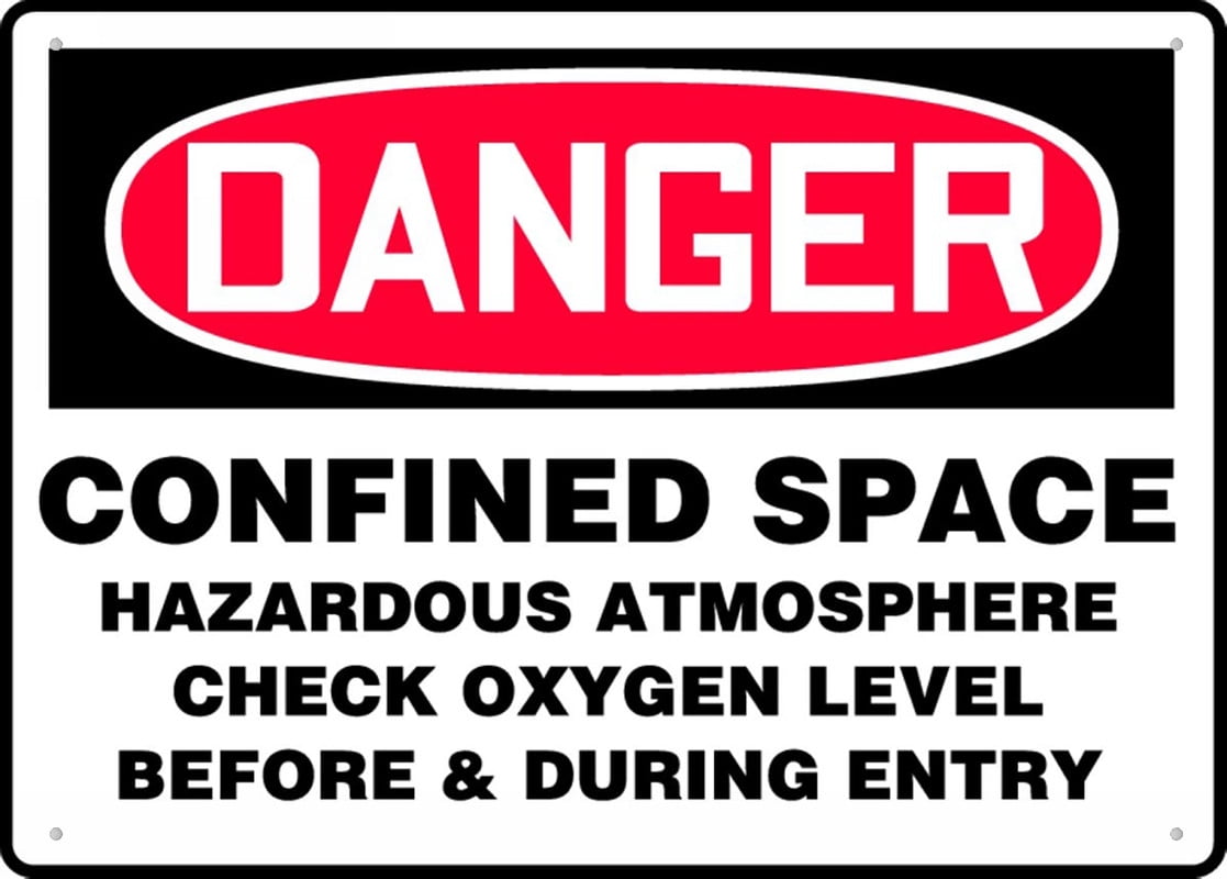 Danger Safety Sign Confined Space Hazardous Atmosphere Check Oxygen ...