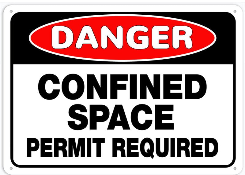 Danger Safety Sign Confined Space Permit Required Sign Metal 12"X8 ...