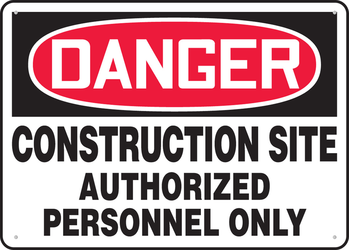 Danger Safety Sign Construction Site Authorized Personnel Only 12X8 ...