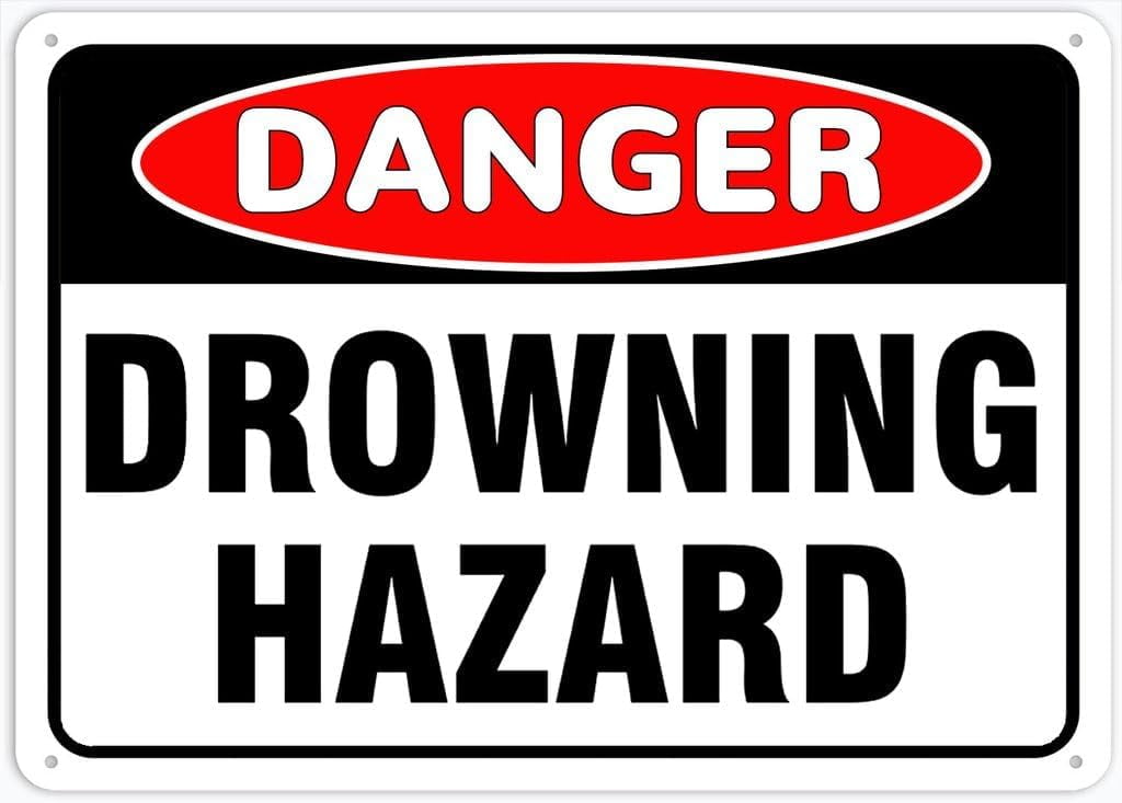 Danger Safety Sign Drowning Hazard Metal Tin Signs 12X8 Inch For Shop ...